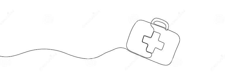 Continuous Line Drawing of First Aid Kit Isolated on White Background ...