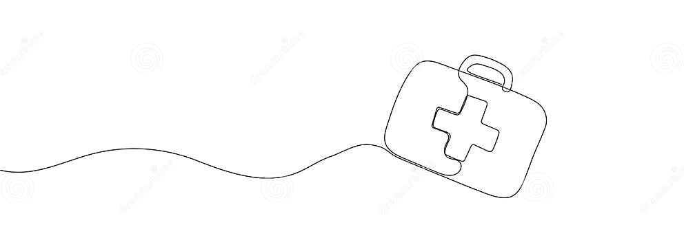 Continuous Line Drawing of First Aid Kit Isolated on White Background ...