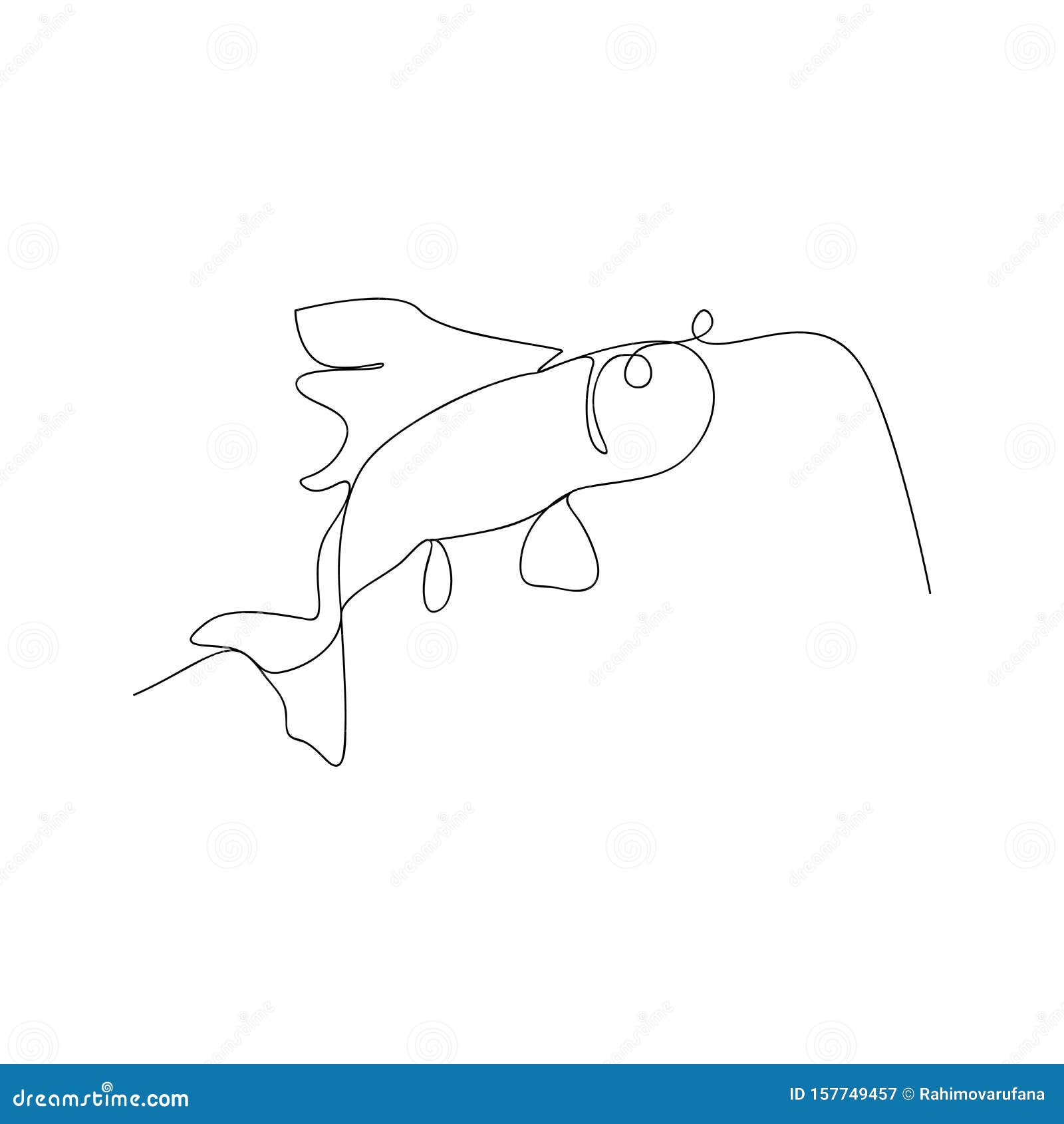 Continuous Line Drawing of Fish. Isolated Sketch Drawing of Fish Line ...