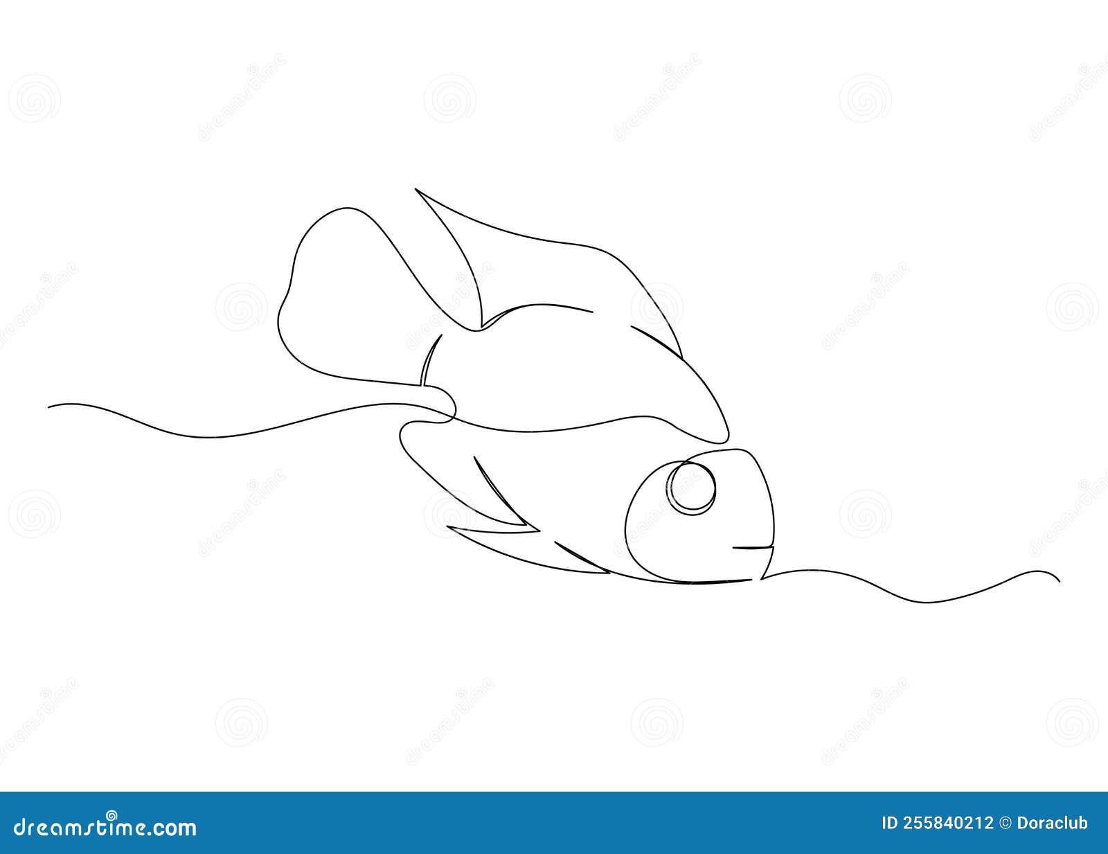 Continuous Line Drawing of Fish with the Ocean. Stock Vector ...