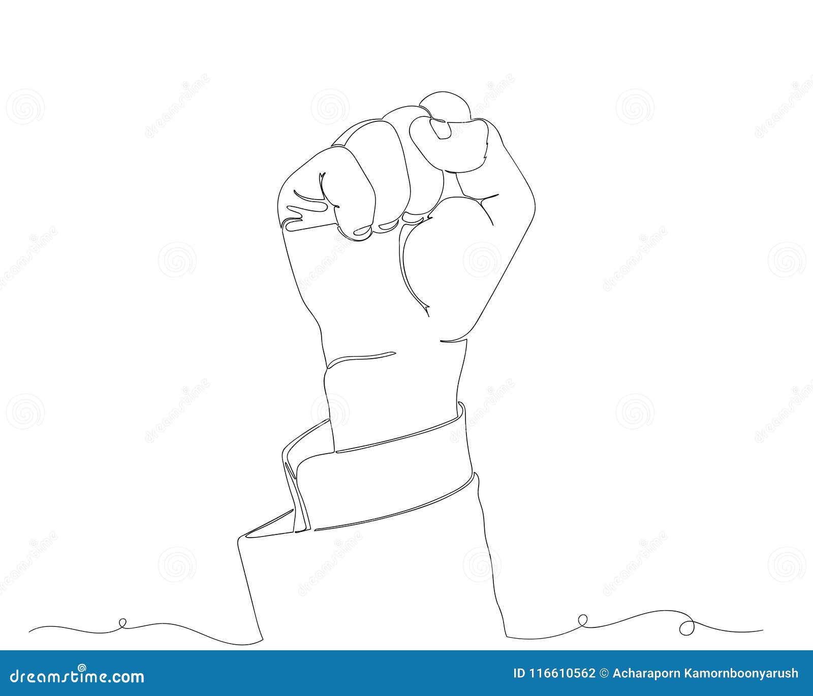 Continuous Line Drawing of Fist Stock Illustration - Illustration of ...