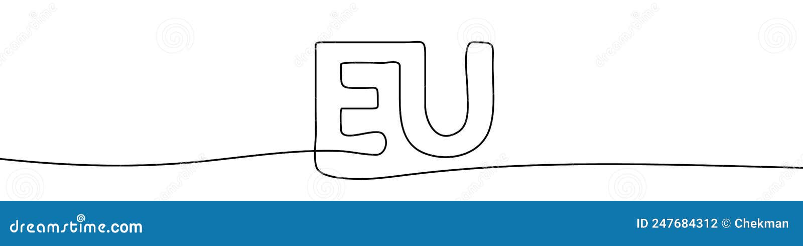 Continuous Line Drawing of the Flag of EU. EU Letters in a Continuous ...