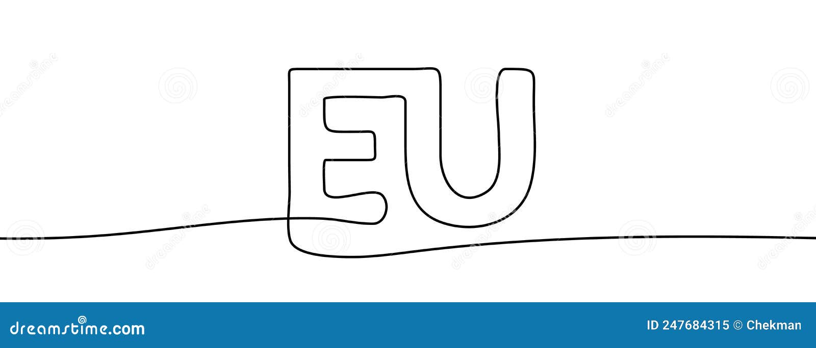 Continuous Line Drawing of the Flag of EU. EU Letters in a Continuous ...