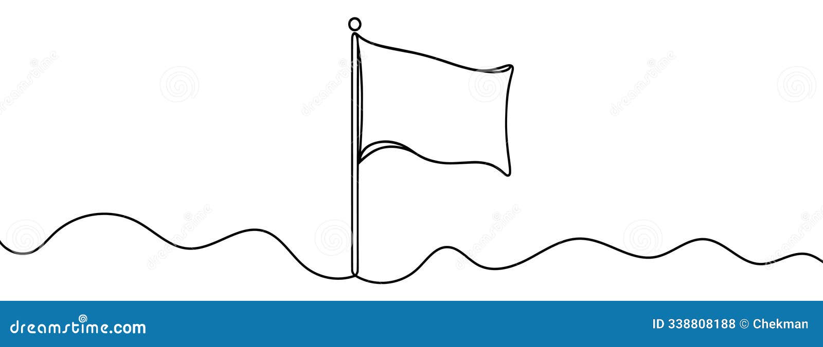 Continuous Line Drawing Of Flag. Single Line Drawing Of A Silhouette Of ...