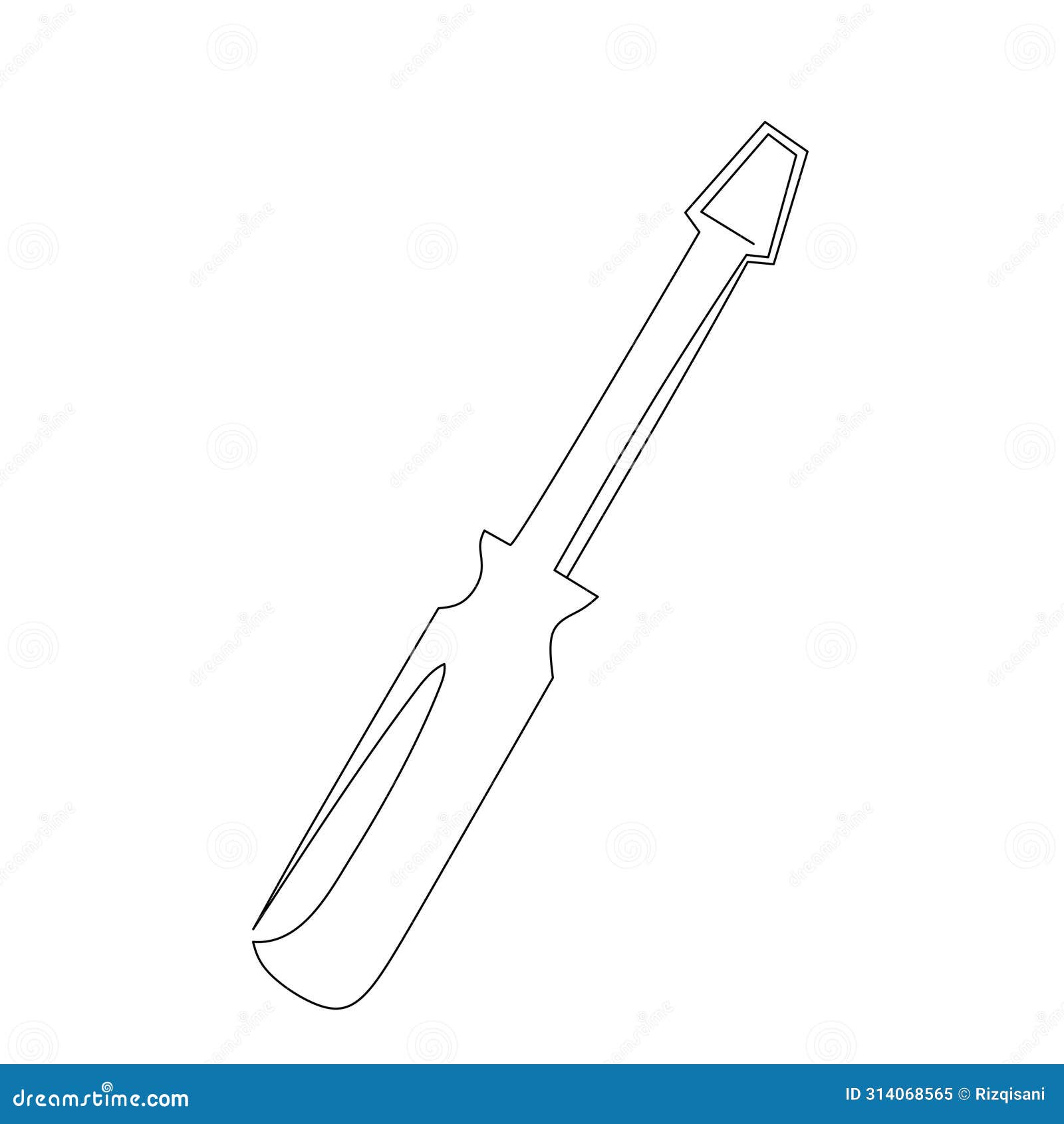 Continuous Line Drawing of a Flat Head Scree Driver. Simple Flat Hand ...
