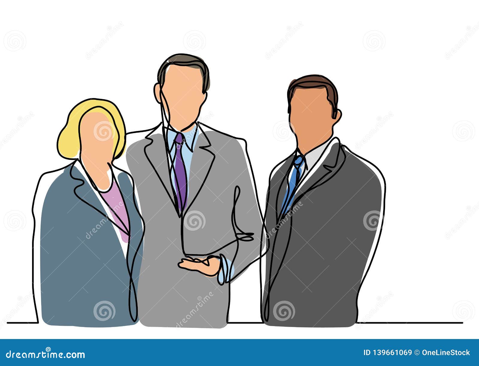 Continuous Line Drawing of Business Executives Stock Vector ...