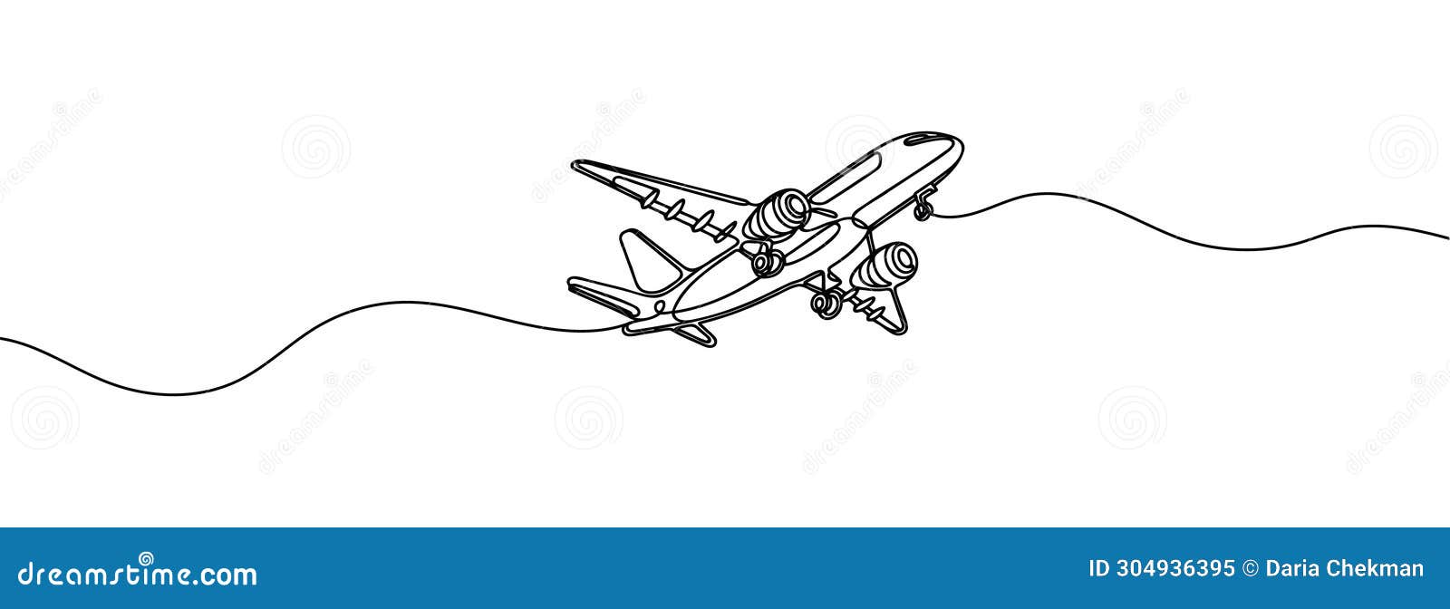Continuous Line Drawing of a Flying Airplane. Stock Vector ...