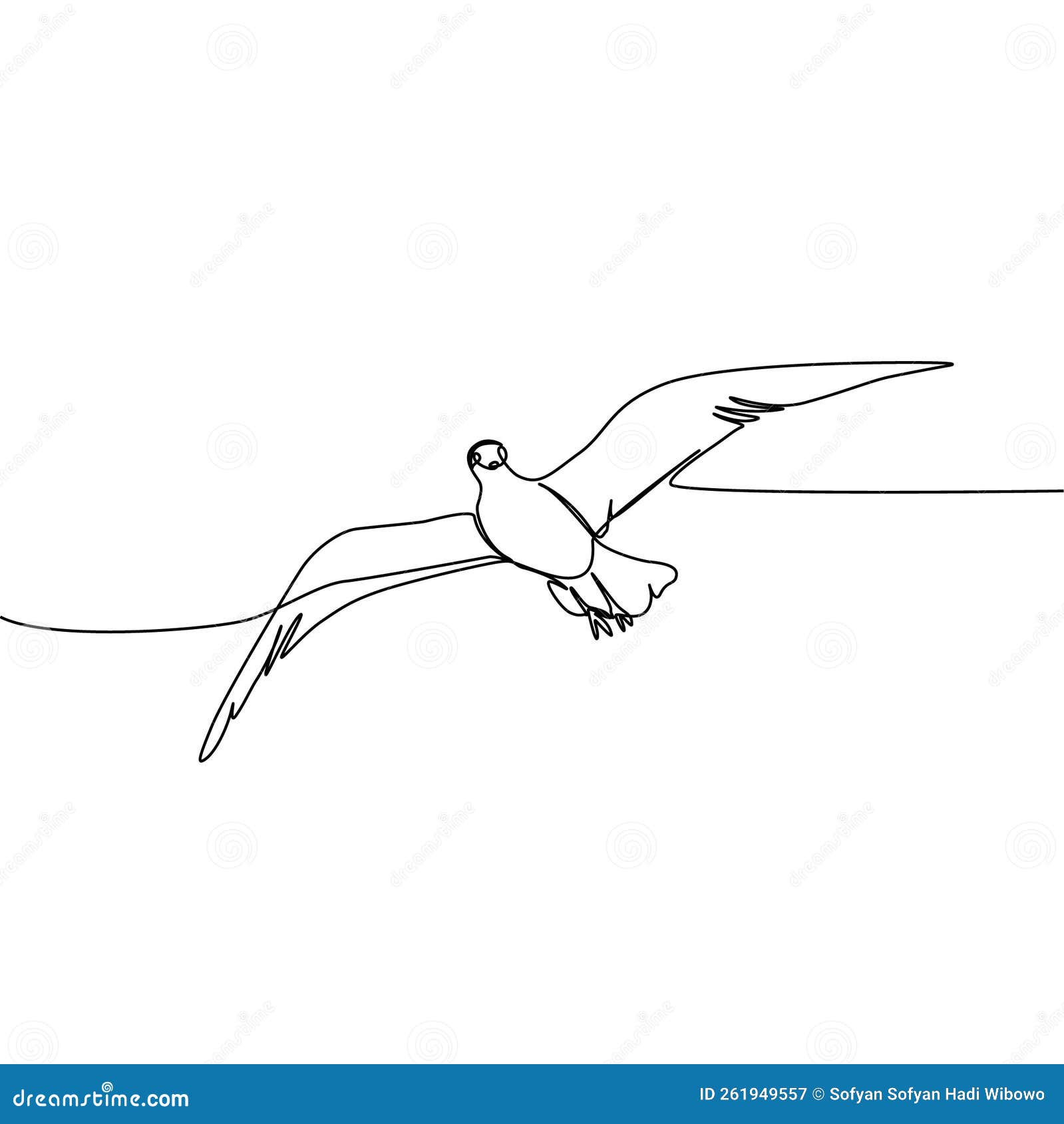 Continuous Line Drawing of Flying Bird on White Background Stock Vector ...