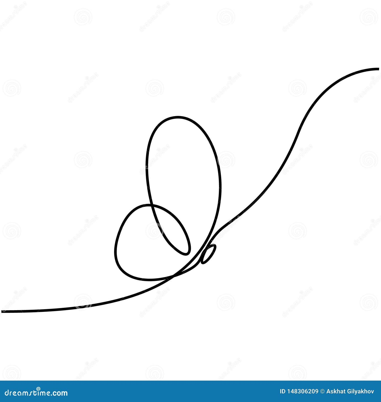 Continuous Line Drawing Flying Butterfly Vector Illustration Stock