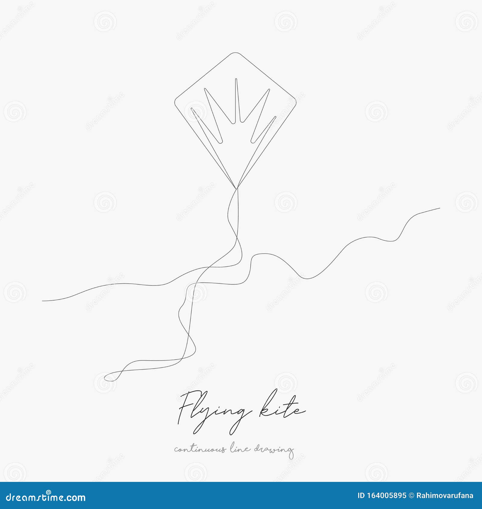 Continuous Line Drawing. Flying Kite. Simple Vector Illustration ...