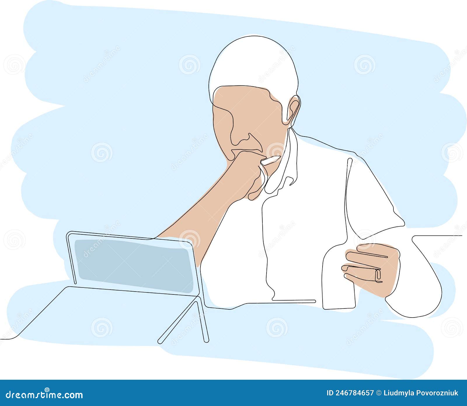 Focused Young Man Using Tablet Stock Vector - Illustration of business ...