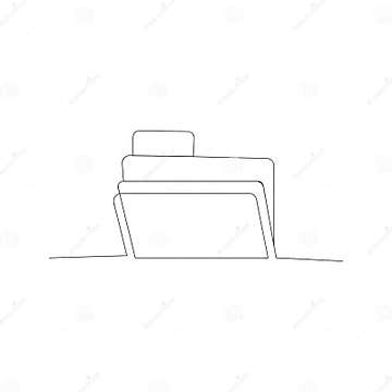 Continuous Line Drawing of Folder an Open. Isolated Sketch Drawing of ...