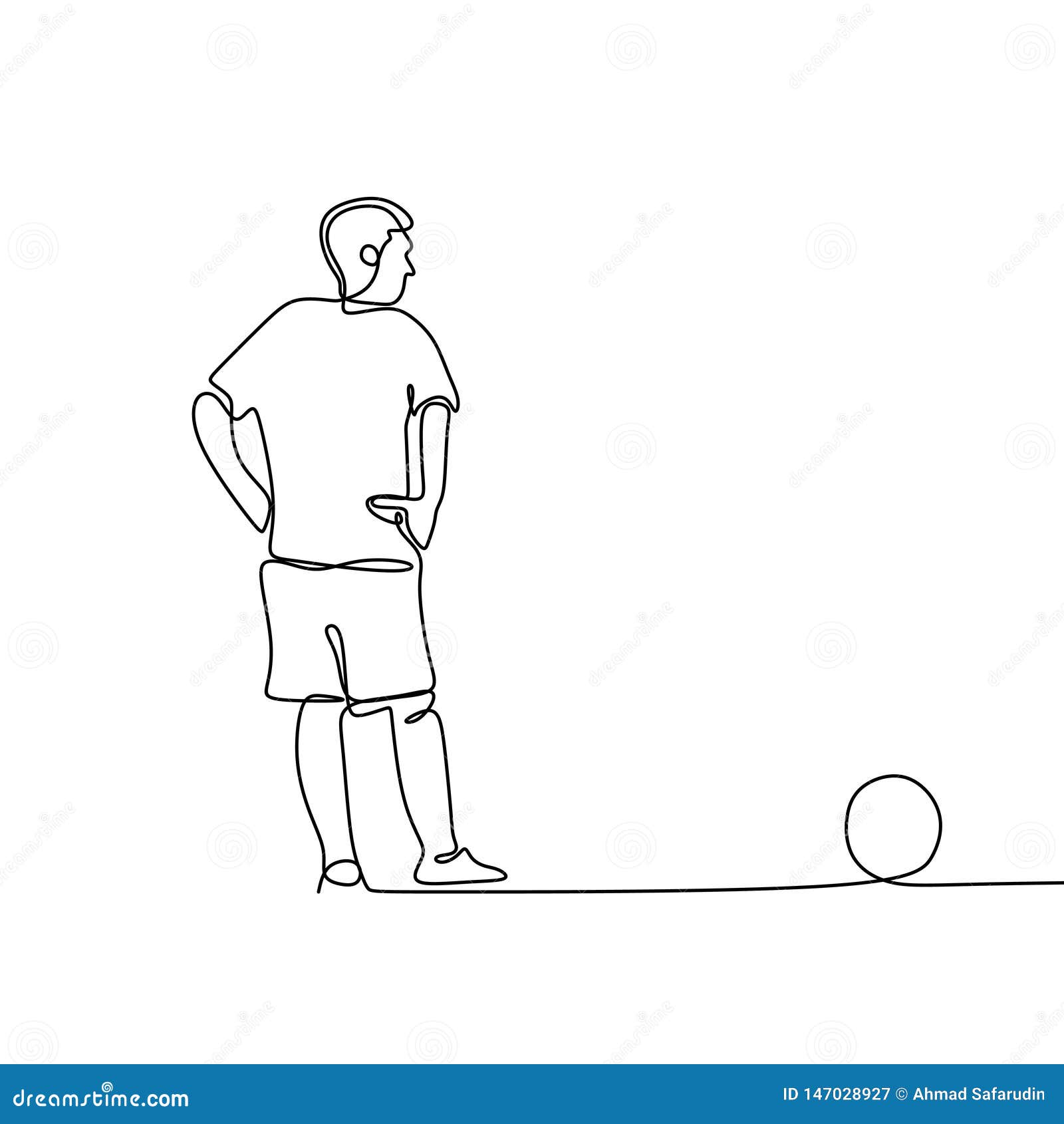 Continuous Line Drawing of Football Player Stock Vector - Illustration ...