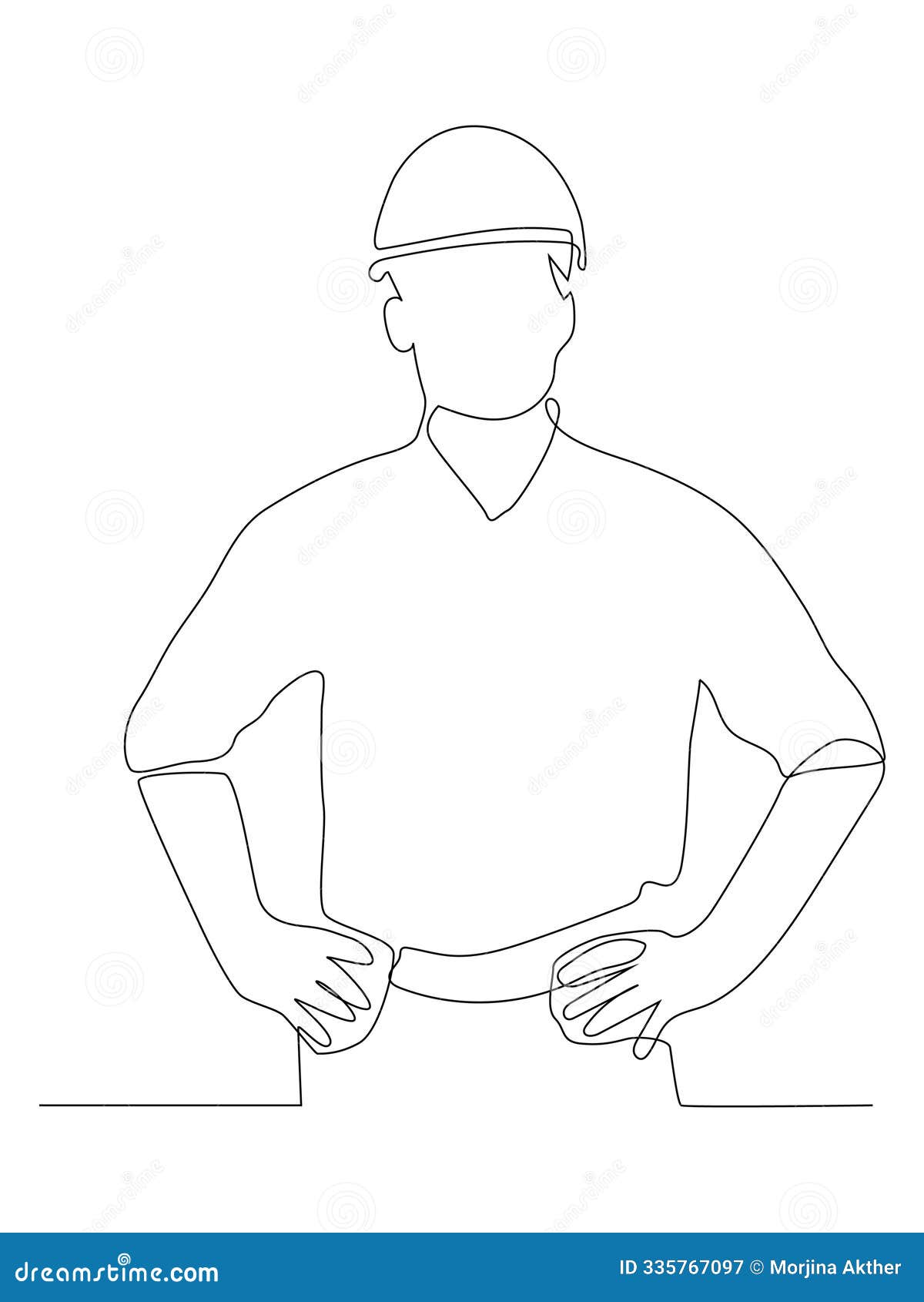 Continuous Line Drawing of Foreman Constructor Engineer. Stock Vector ...