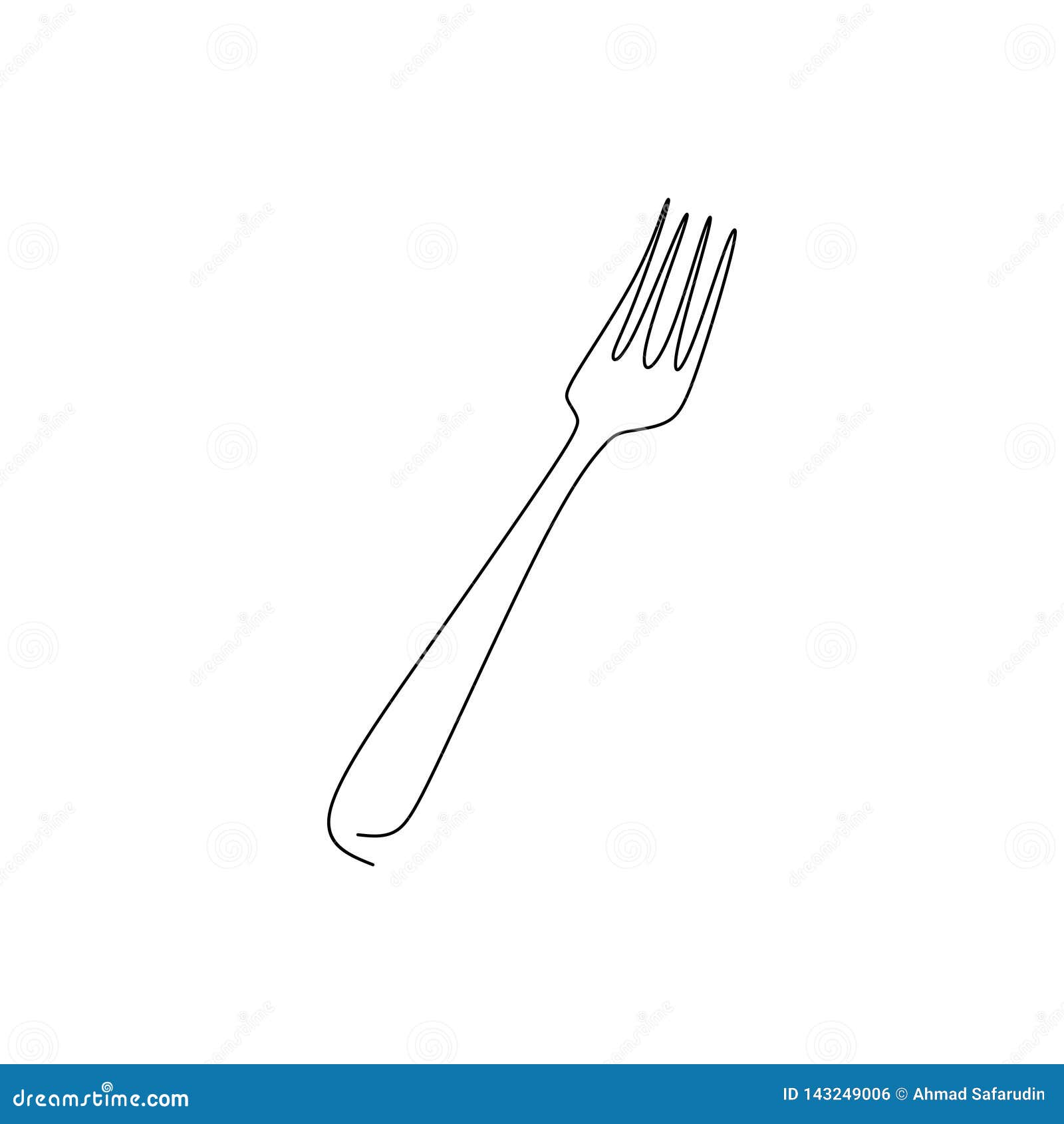 Continuous Line Drawing of Fork with a Very Simple Line Stock Vector ...