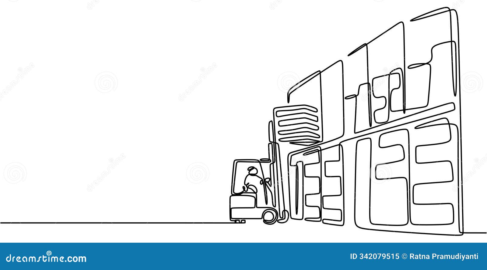 Continuous Line Drawing Of Forklift Lifting Pallets For Logistics ...