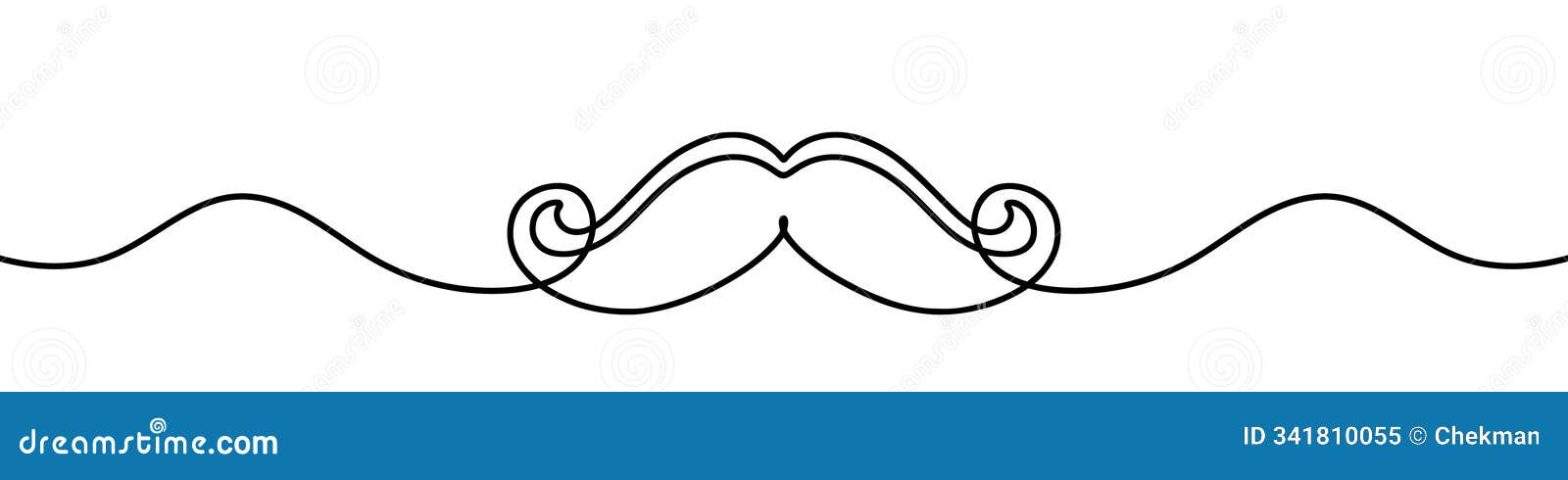 Continuous Line Drawing Forming a Mustache Shape Stock Illustration ...