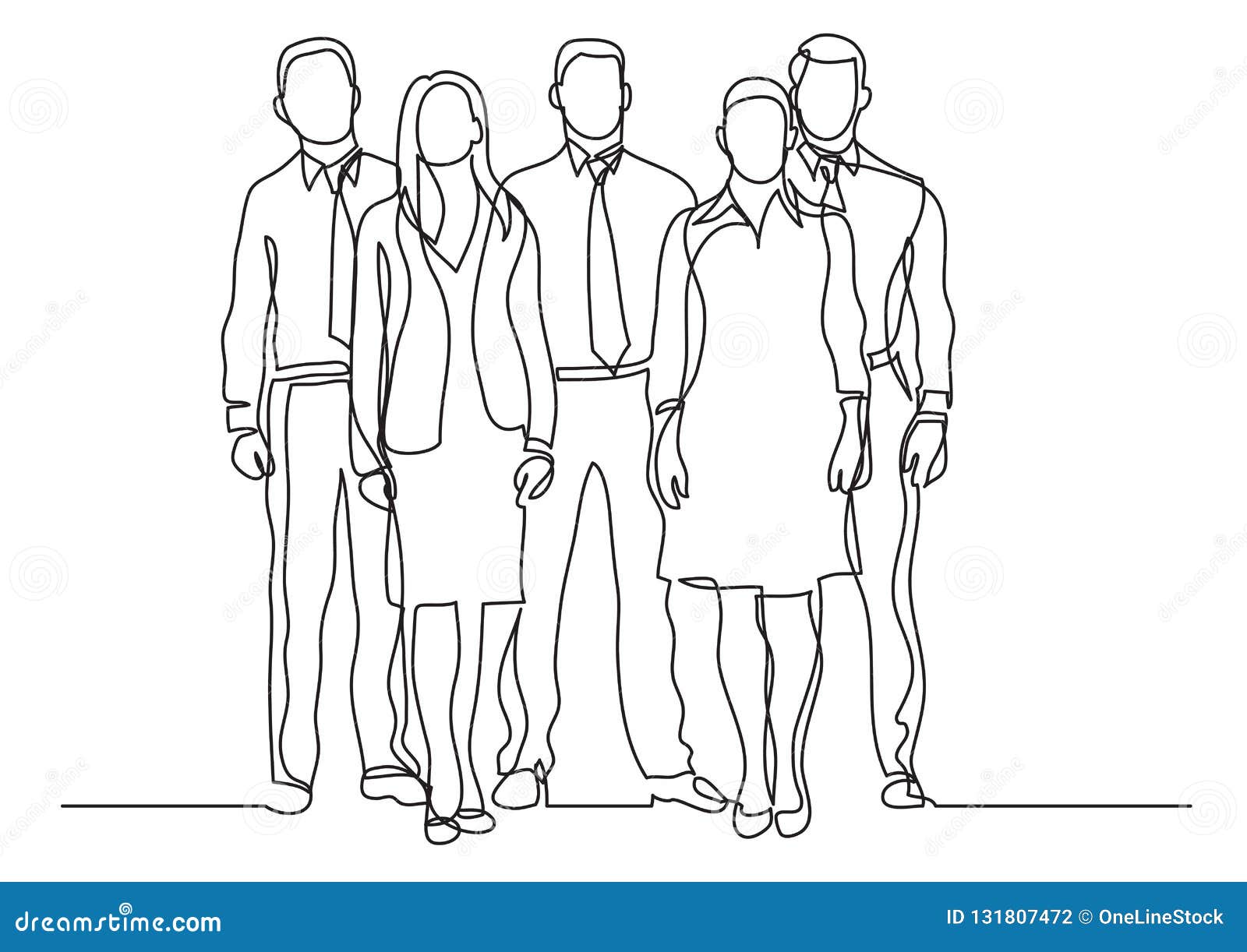 Continuous Line Drawing of Four Business Professionals Standing ...