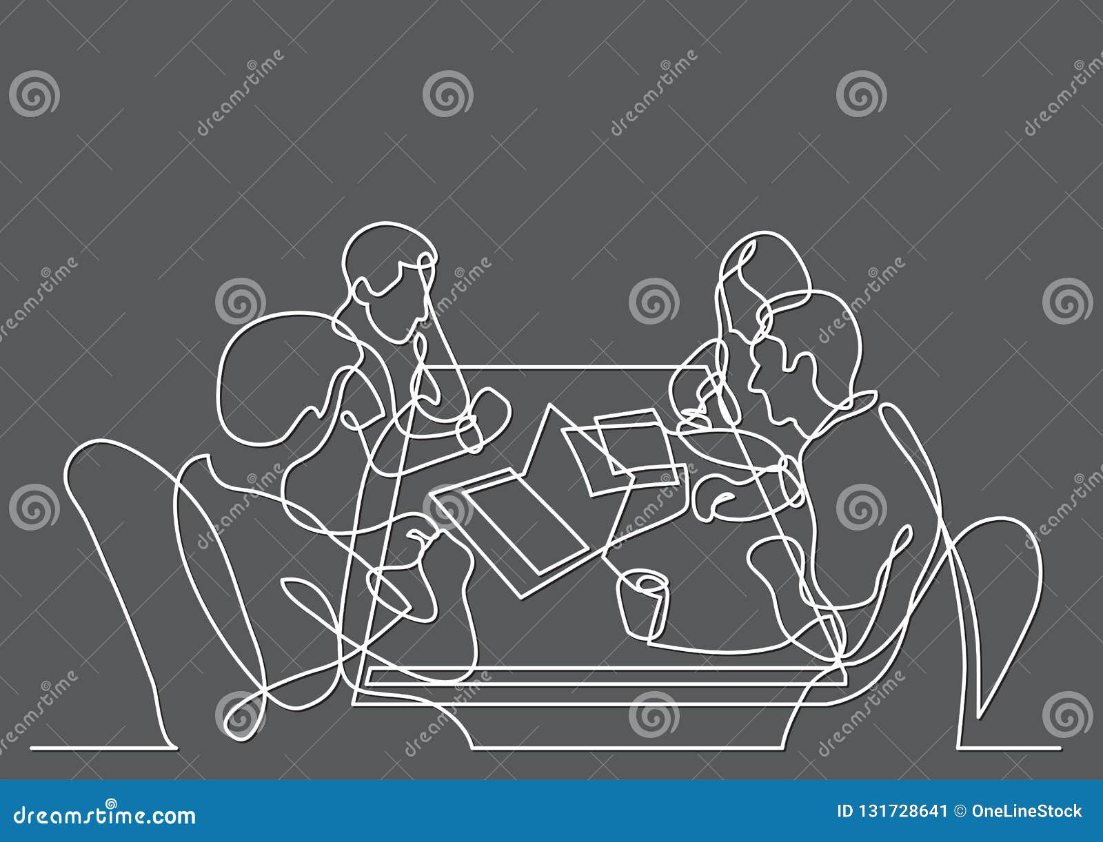 Continuous Line Drawing of Four Team Members Working Together Stock ... Continuous Line Drawing of Four Team Members Working Together Stock ...