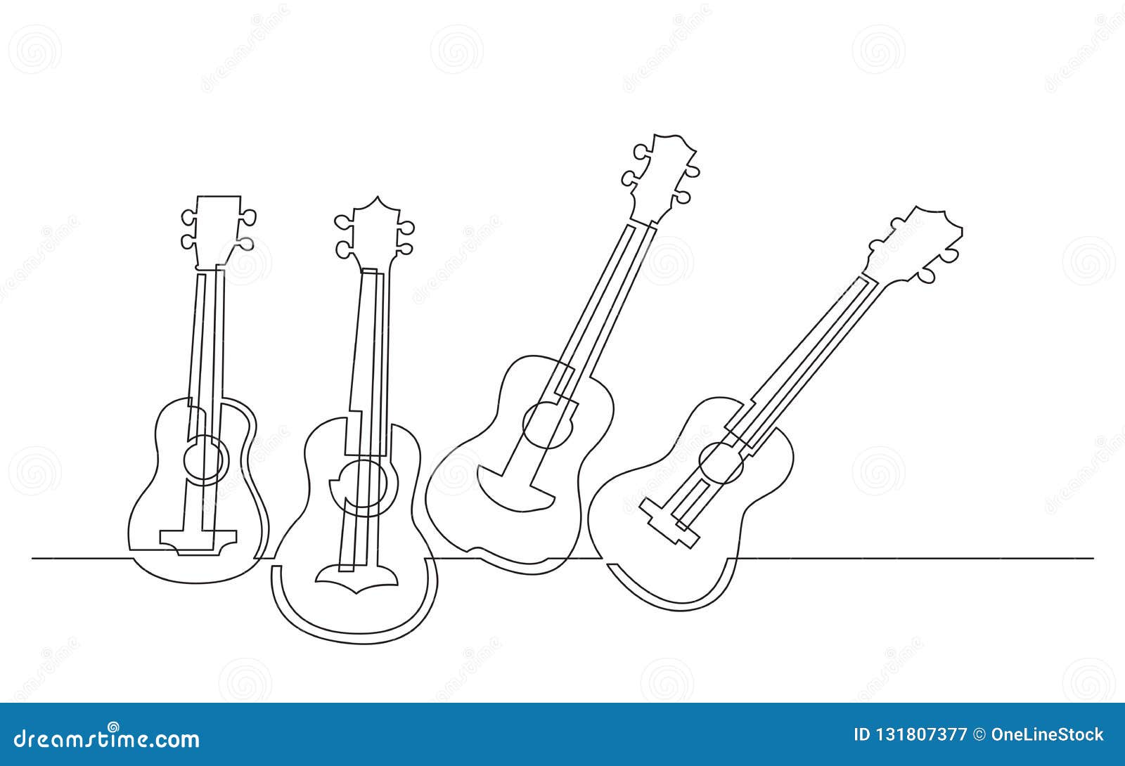 Ukulele Continuous One Line Vector Drawing. Pianoforte Hand Drawn ...