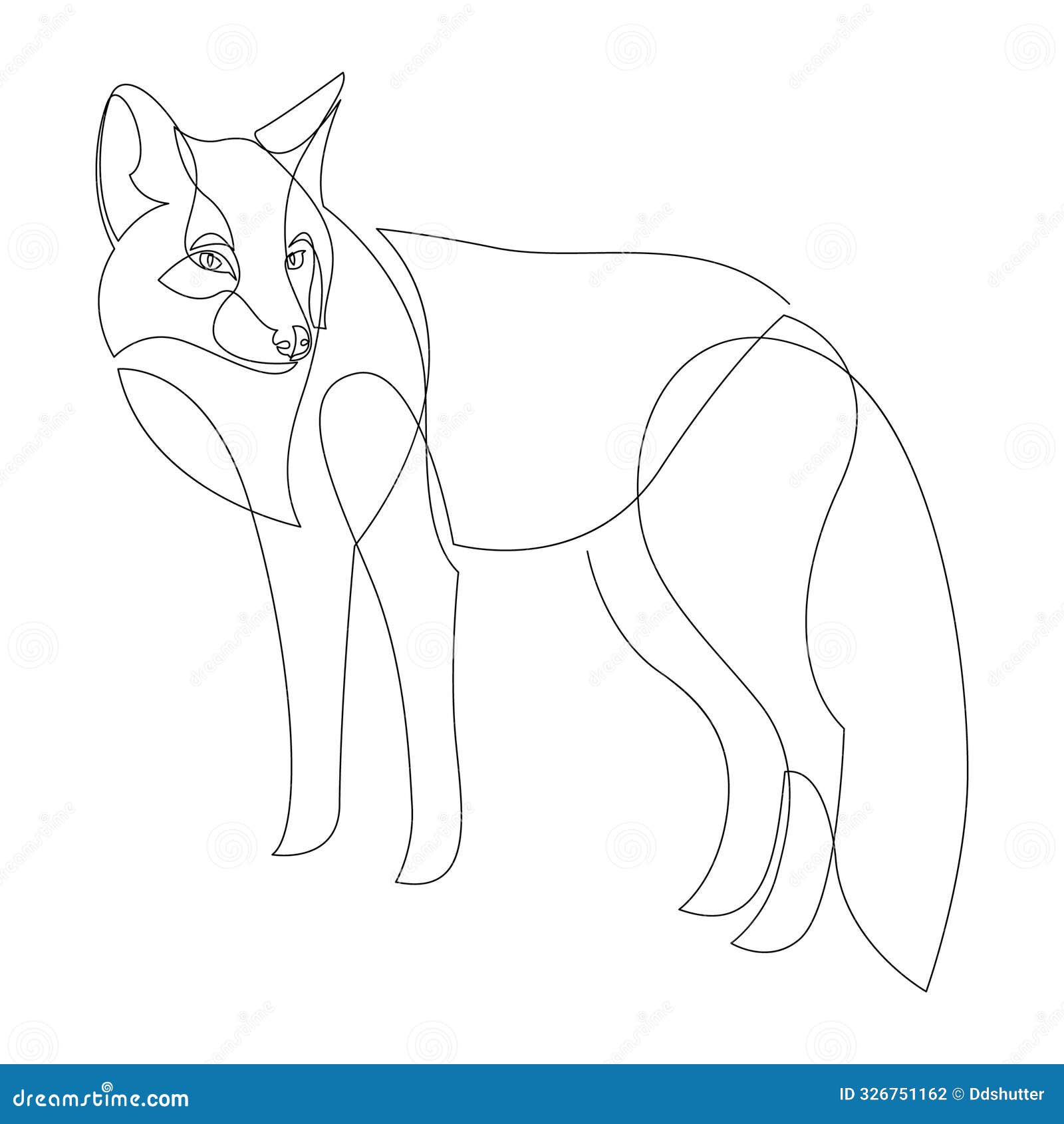 Continuous Line Drawing of Fox. One Line Art Animal. Vector ...