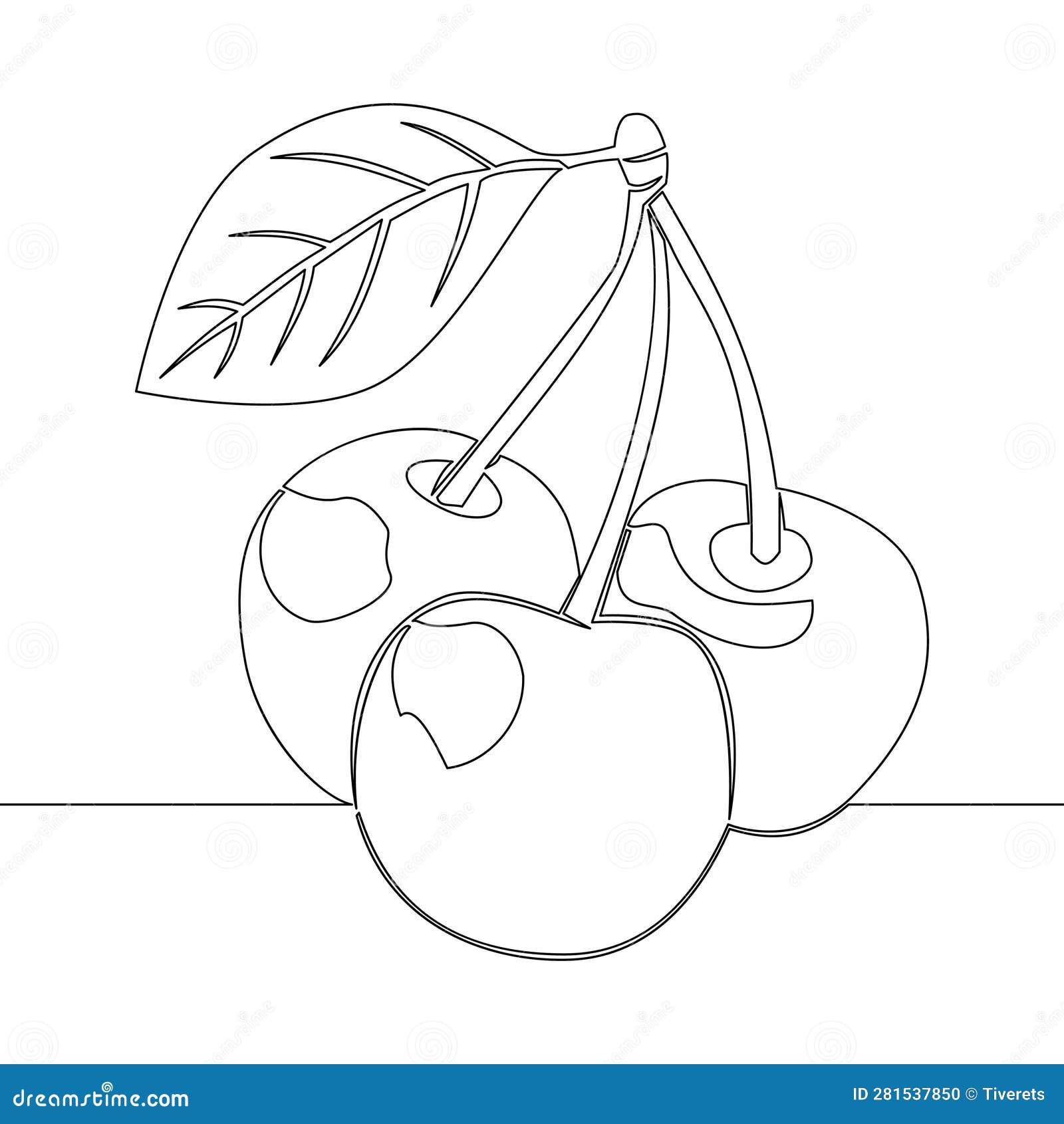 Continuous Line Drawing Fresh Cherry Fruit Icon Vector Illustration ...