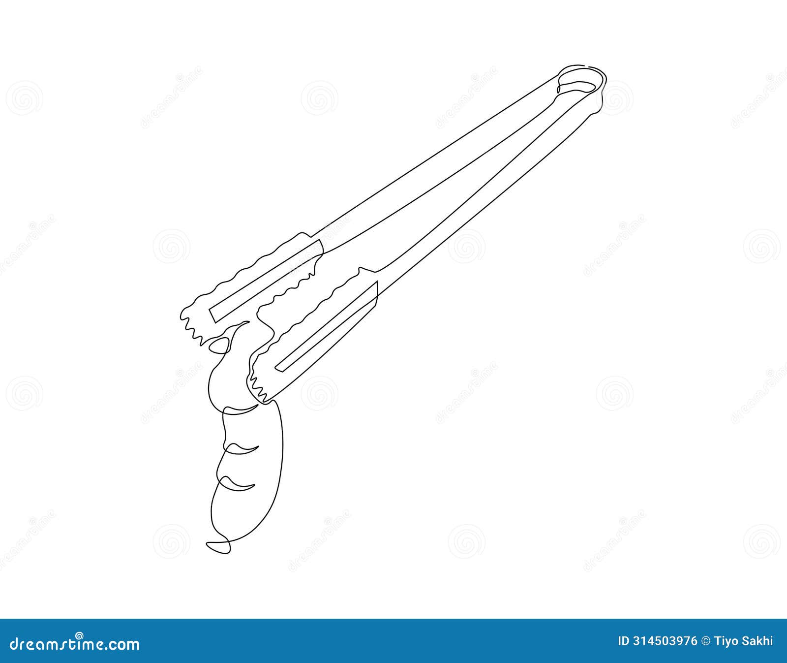 Continuous Line Drawing of Fried Tongs. One Line of Tongs. Kitchenware ...
