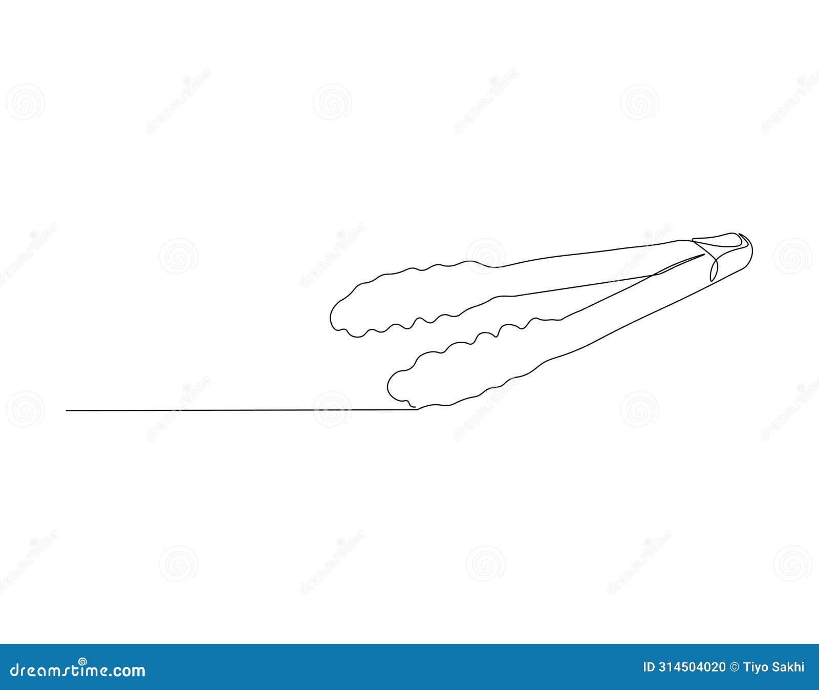 Continuous Line Drawing of Fried Tongs. One Line of Tongs. Kitchenware ...