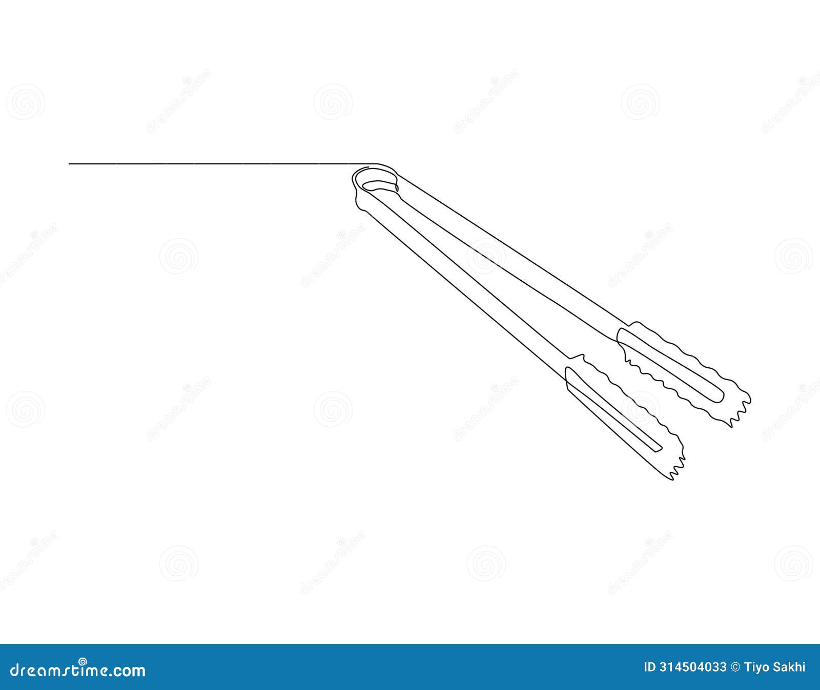 Continuous Line Drawing of Fried Tongs. One Line of Tongs. Kitchenware ...