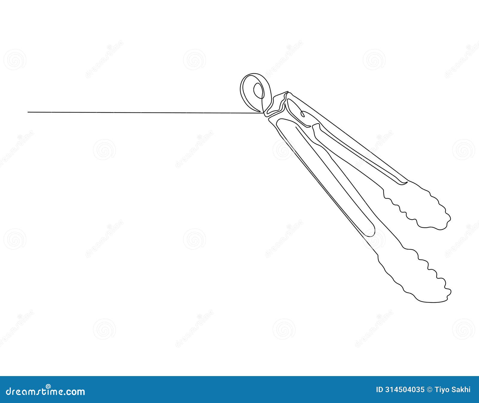 Continuous Line Drawing of Fried Tongs. One Line of Tongs. Kitchenware ...