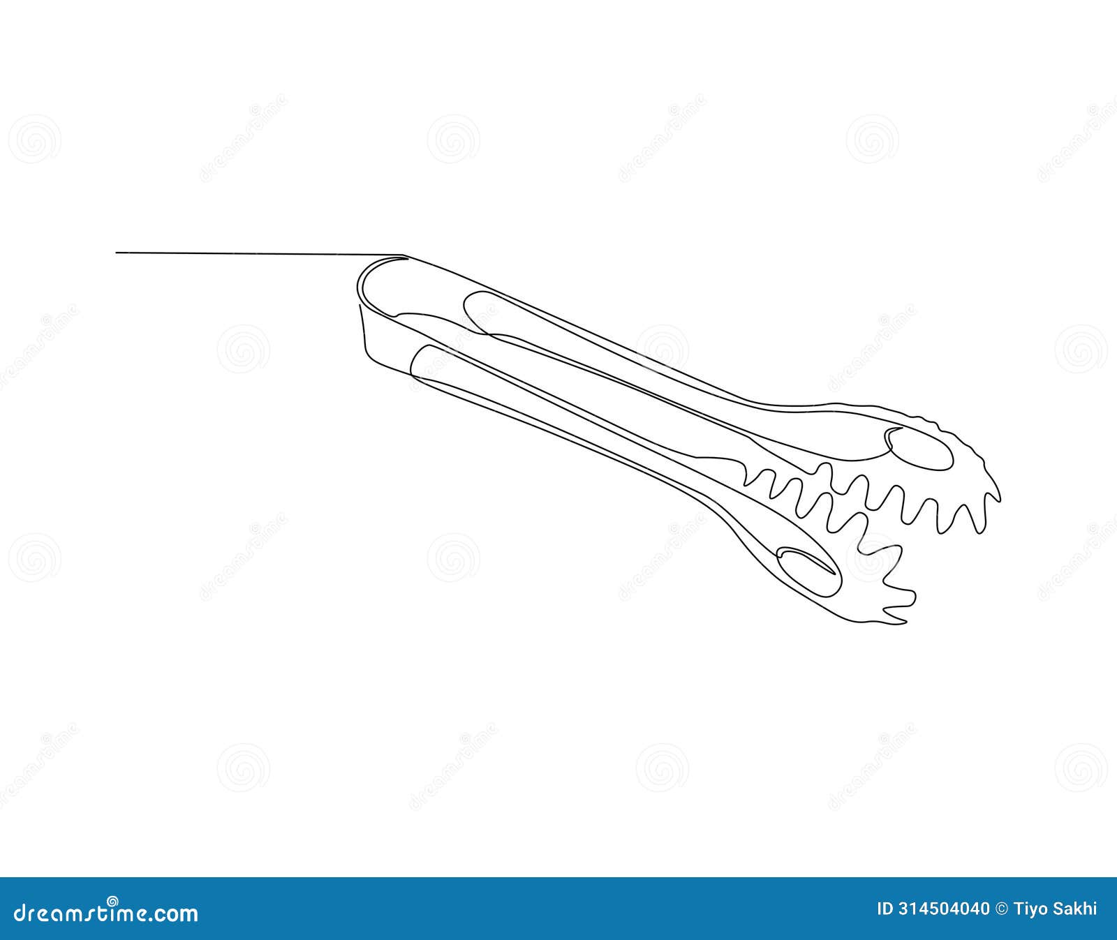 Continuous Line Drawing of Fried Tongs. One Line of Tongs. Kitchenware ...