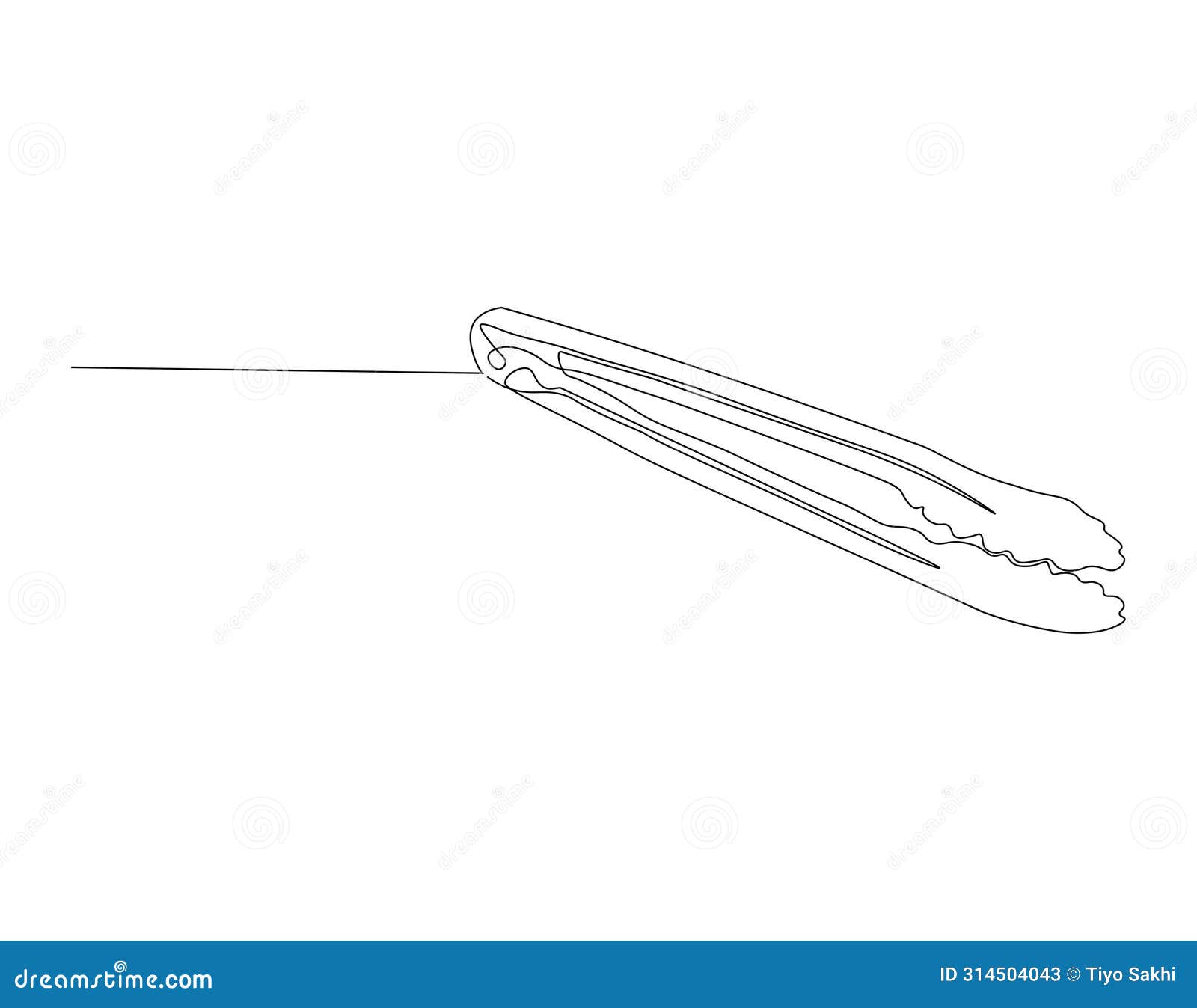 Continuous Line Drawing of Fried Tongs. One Line of Tongs. Kitchenware ...