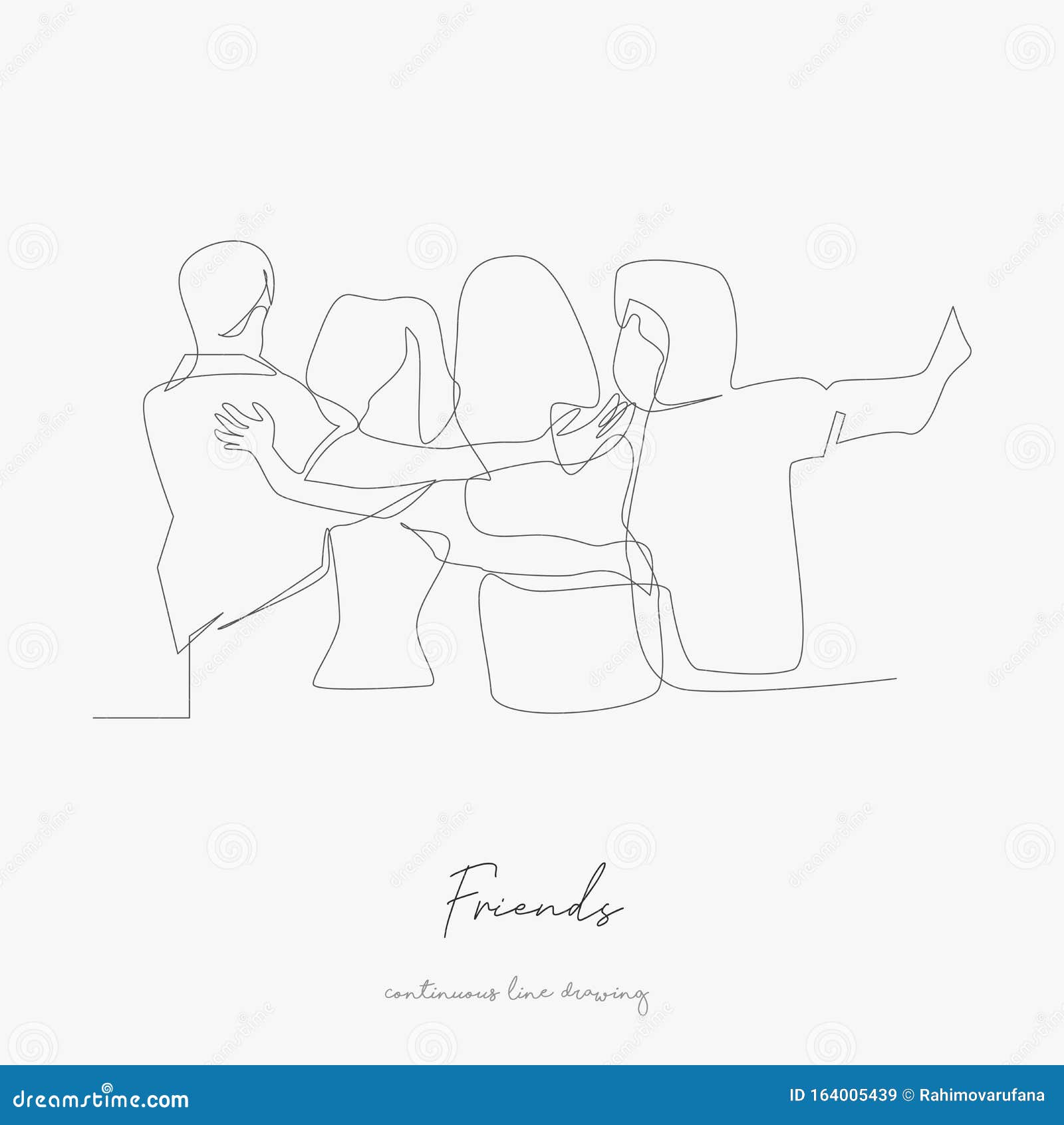 Continuous Line Drawing. Friends. Simple Vector Illustration. Friends ...