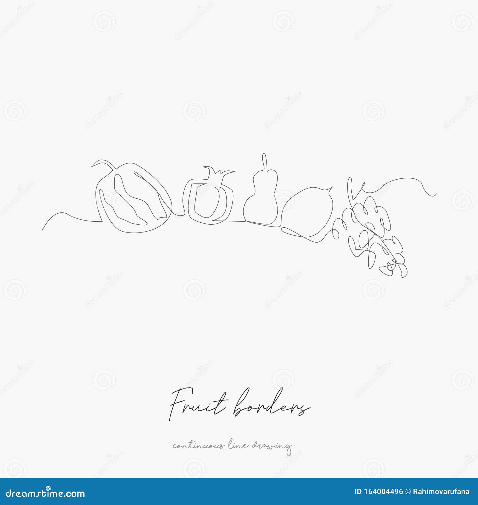 Continuous Line Drawing. Fruit Borders. Simple Vector Illustration ...