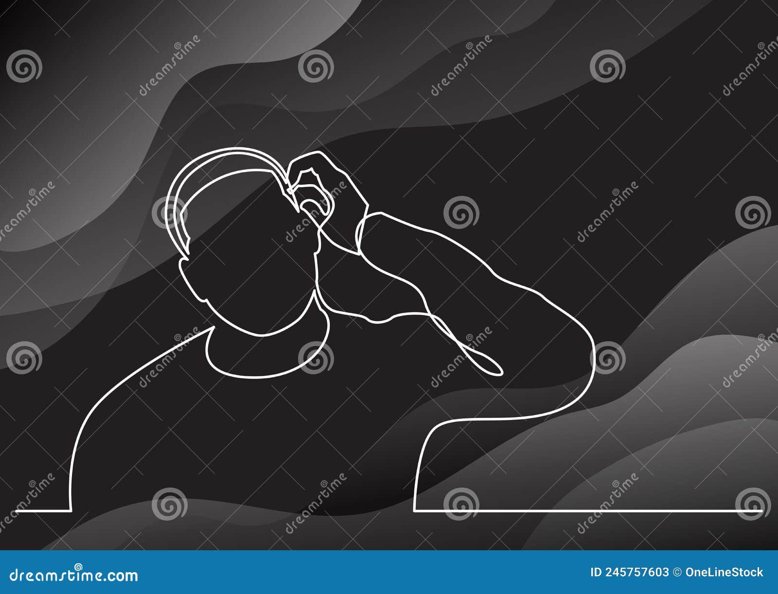 Continuous Line Drawing of Frustrated Man Stock Vector - Illustration ...