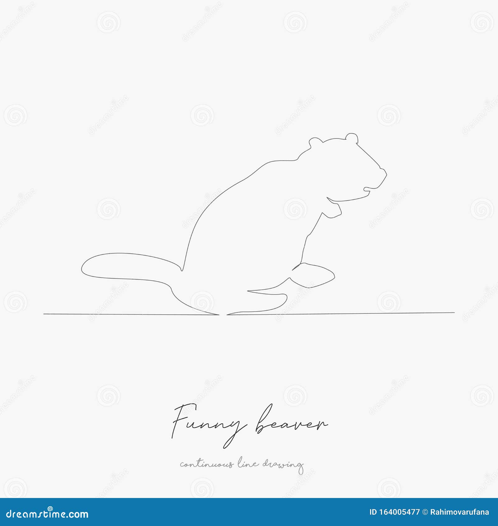 Continuous Line Drawing. Funny Beaver. Simple Vector Illustration ...