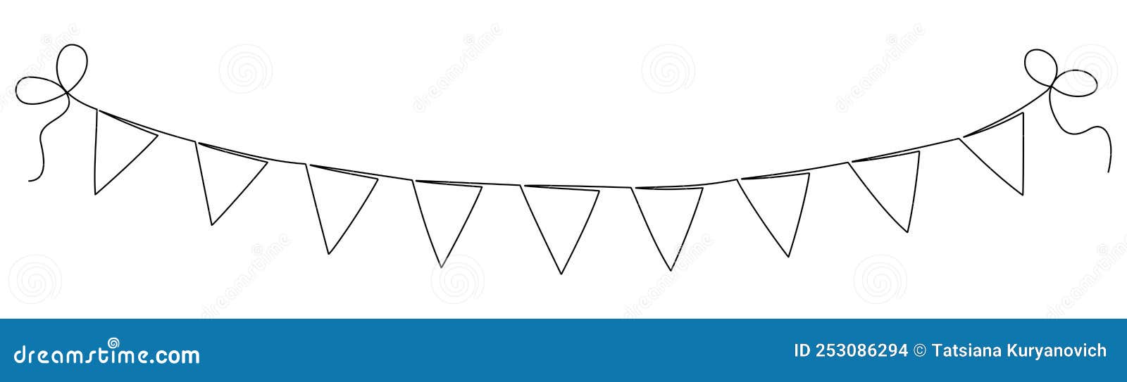 Continuous Line Drawing of Garland. Vector Illustration Stock Vector ...
