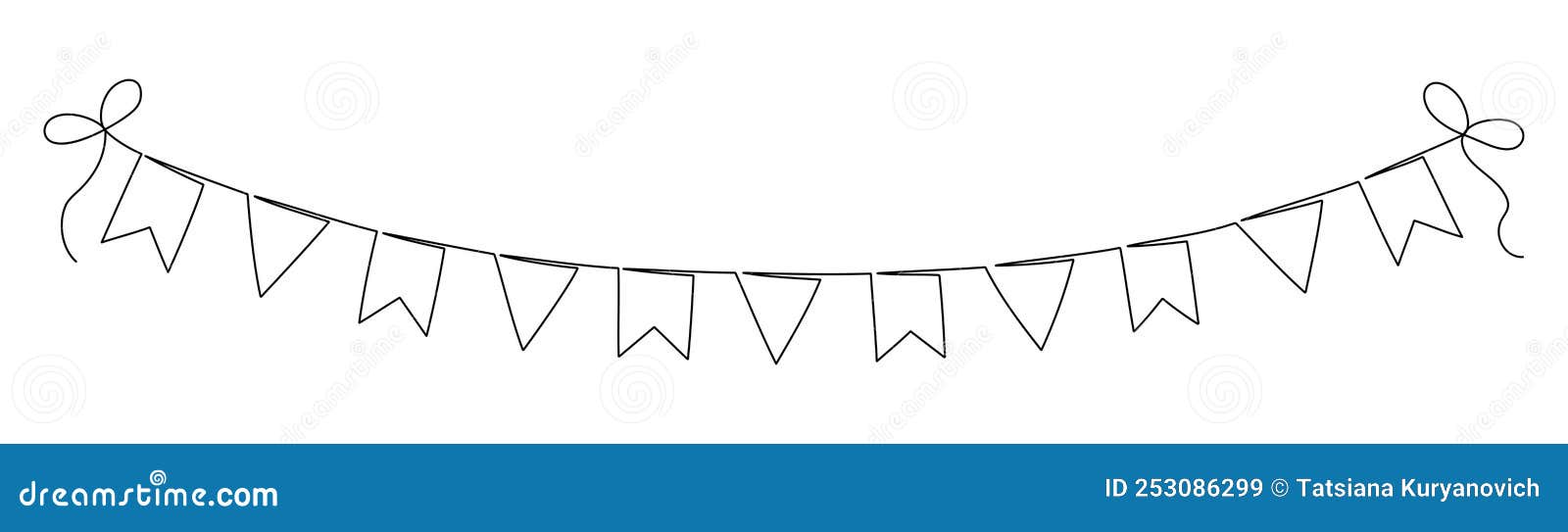 Continuous Line Drawing of Garland. Vector Illustration Stock Vector ...