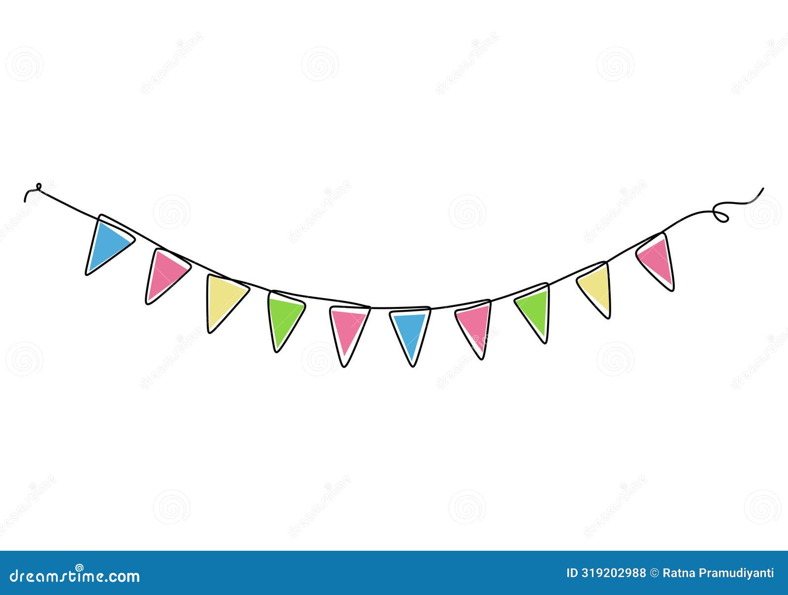 Continuous Line Drawing of Garland. Vector Illustration Stock ...