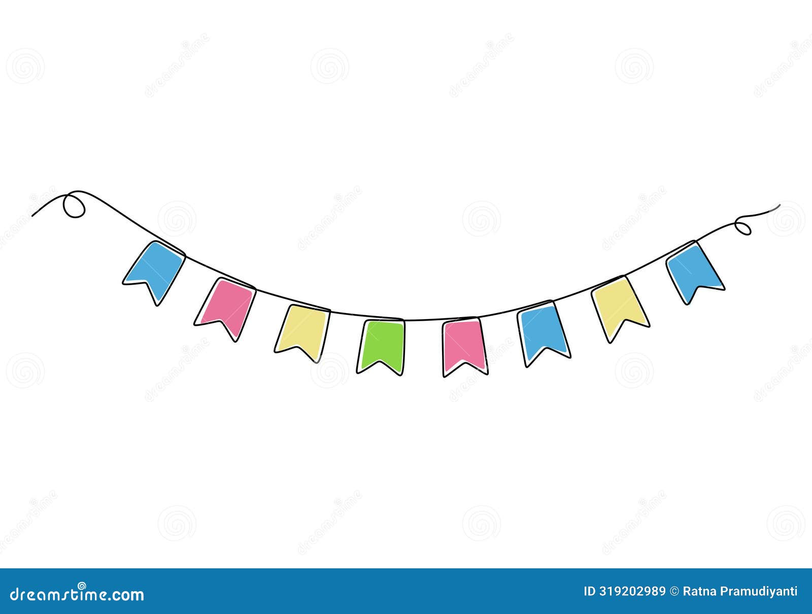 Continuous Line Drawing of Garland. Vector Illustration Stock ...