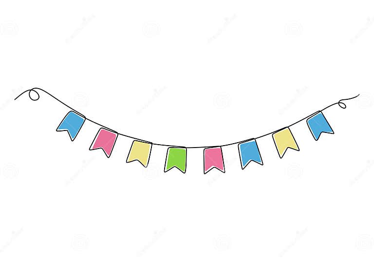 Continuous Line Drawing of Garland. Vector Illustration Stock ...