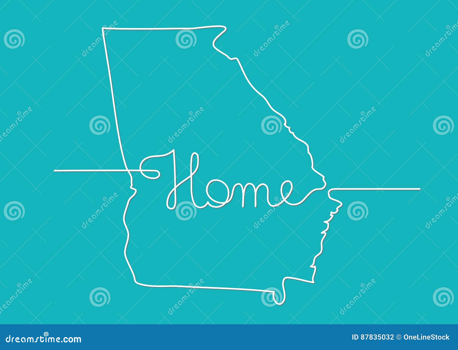 Continuous Line Drawing of Georgia Home Sign Stock Vector ...