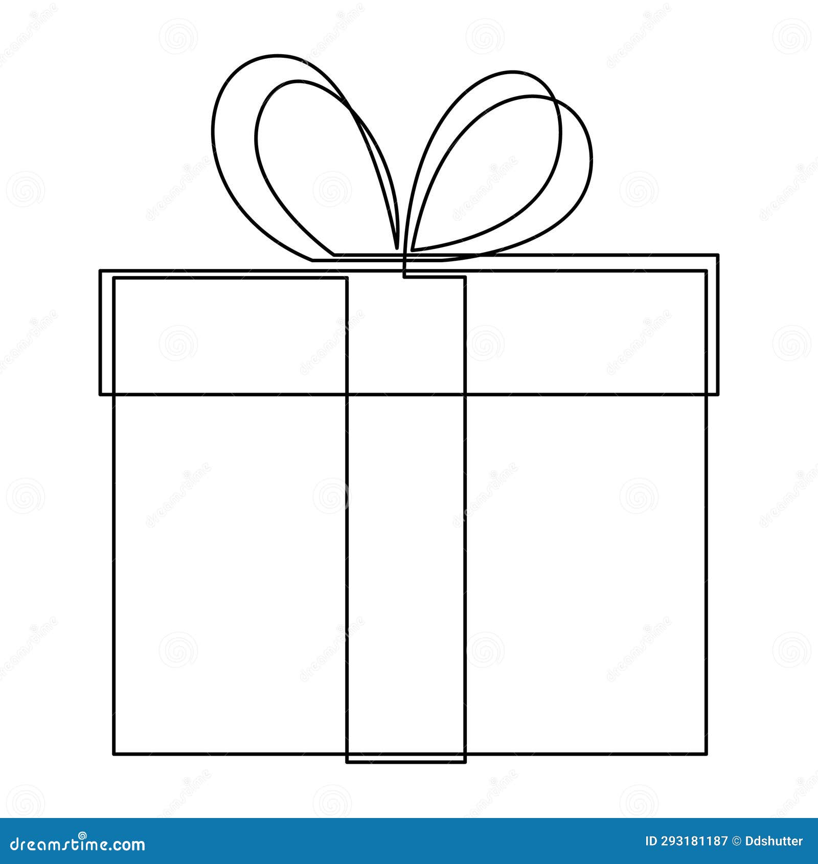 Continuous Line Drawing of Gift Box with Ribbon Bow. One Line Present ...