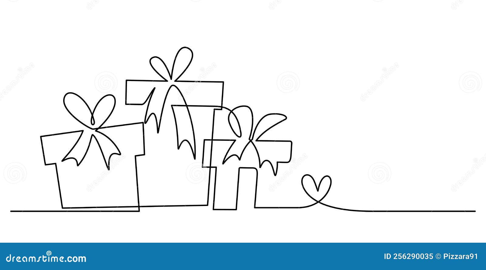 Continuous Line Drawing of Gift Boxes Set Stock Vector - Illustration ...