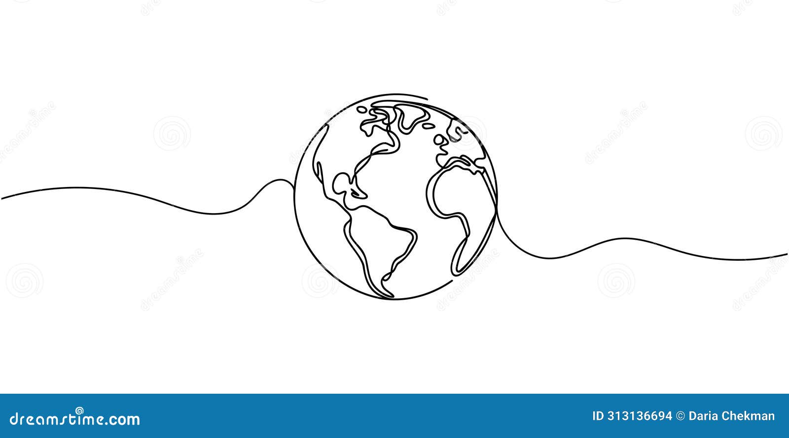 Continuous Line Drawing of Globe Stock Vector - Illustration of icon ...