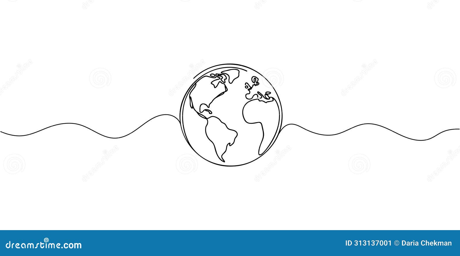 Continuous Line Drawing of Globe Stock Vector - Illustration of africa ...