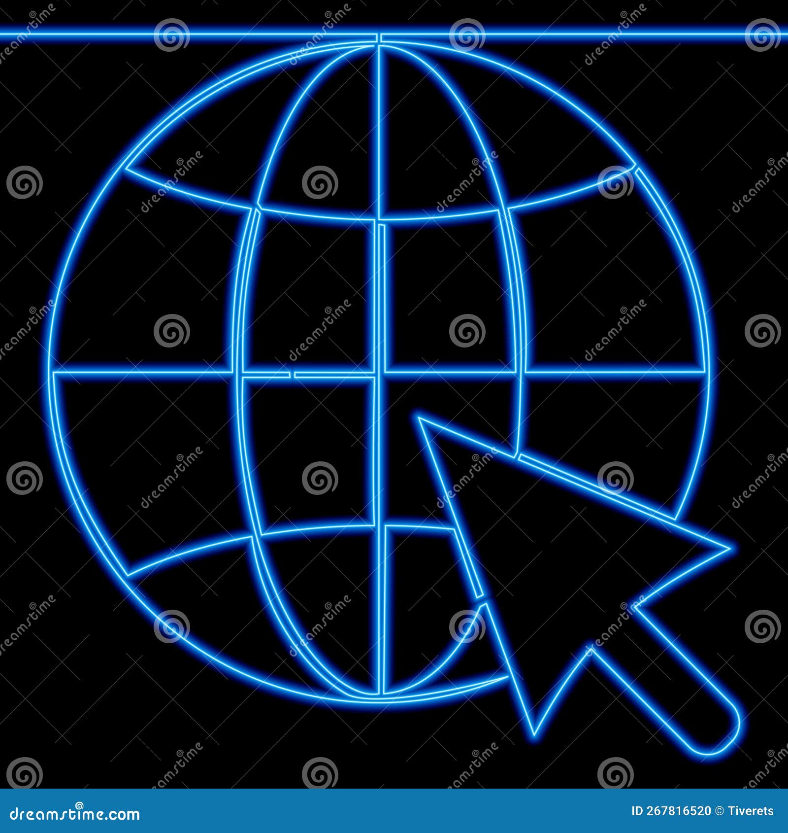 Continuous Line Drawing Globe Internet with Arrow Mouse Cursor Icon ...