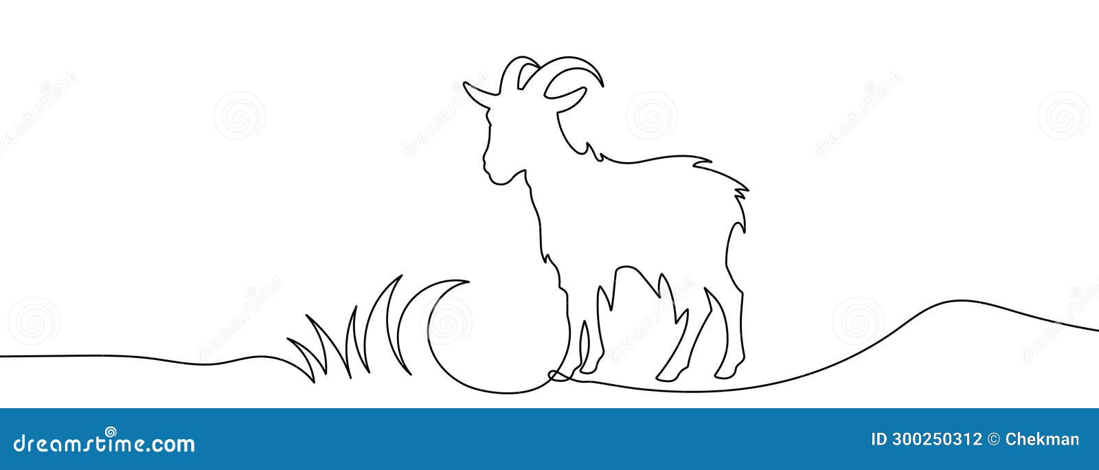Continuous Line Drawing of a Goat. Single Line Goat Icon. Stock Vector ...