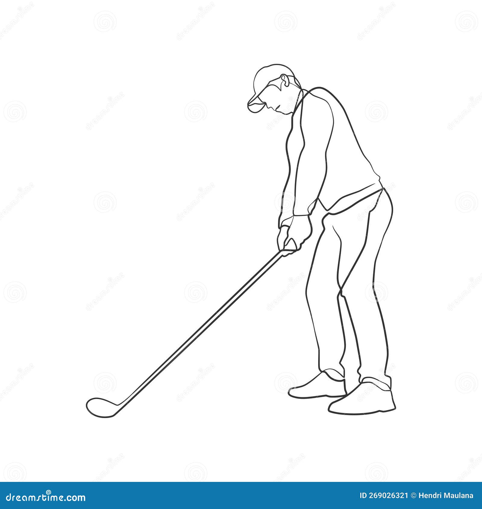 Continuous Line Drawing of Golfer Stock Vector - Illustration of golf ...