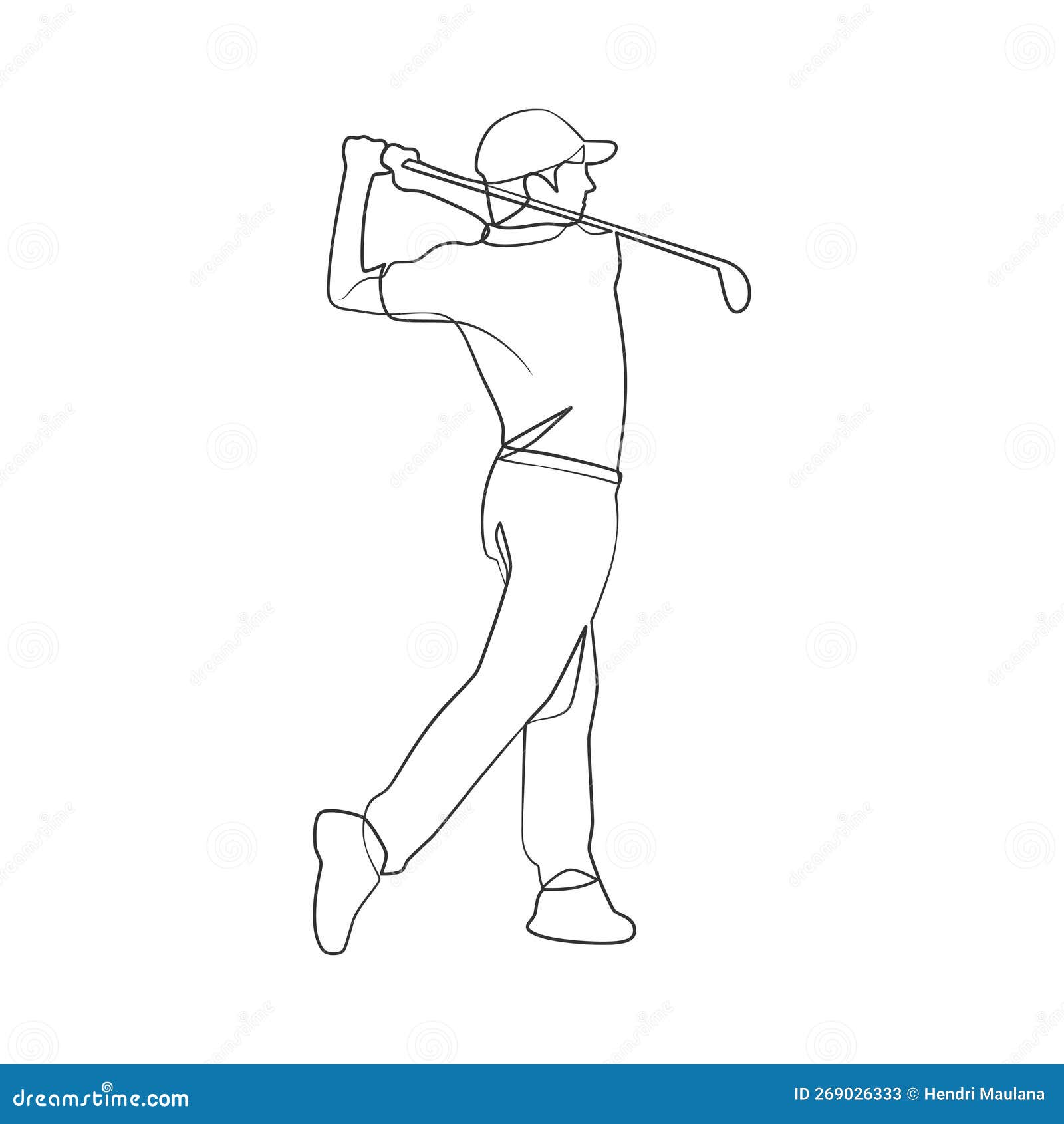 Continuous Line Drawing of Golfer Stock Vector - Illustration of ball ...